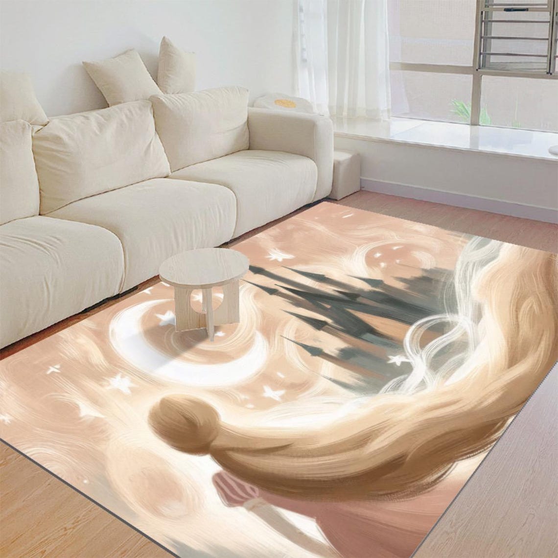 Rapunzel Castle Rug - Elegant Storybook Room Decor, Flowing Hair Design ...