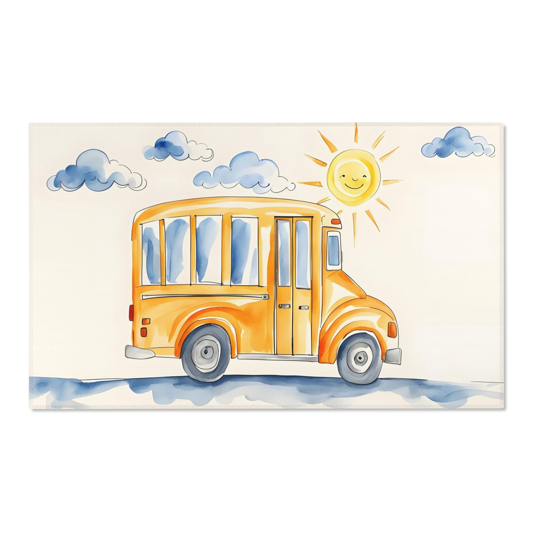 School Bus Rug | Girls Room Rug | Kids Area Rug | Activity Rug | Boys ...