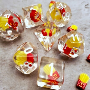 Unhappy Meal Canvas Bag Hamburger Fries Burger Dice Set | D&D Dice ...