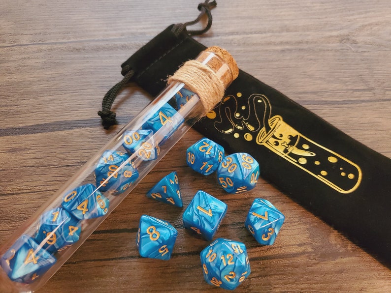 Potion Glass Tube Flask Pearl Dice Set | D&D Dice | DND - Etsy