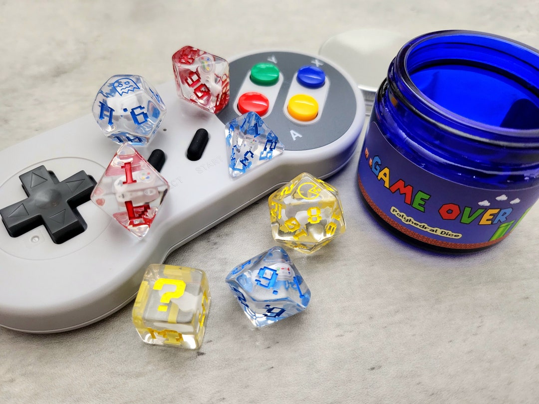 Retro Game Resin Dice Set: D&D Polyhedral Dice - Etsy