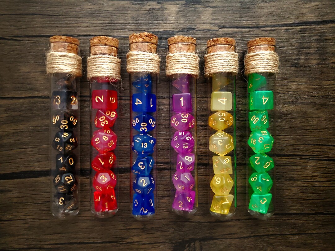 Potion Glass Tube Flask Nebula Dice Set | D&D Dice | DND - Etsy