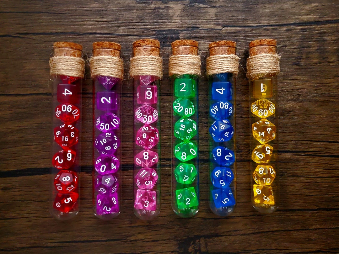 Potion Glass Tube Flask Transparent Dice Set | D&D Dice | DND - Etsy