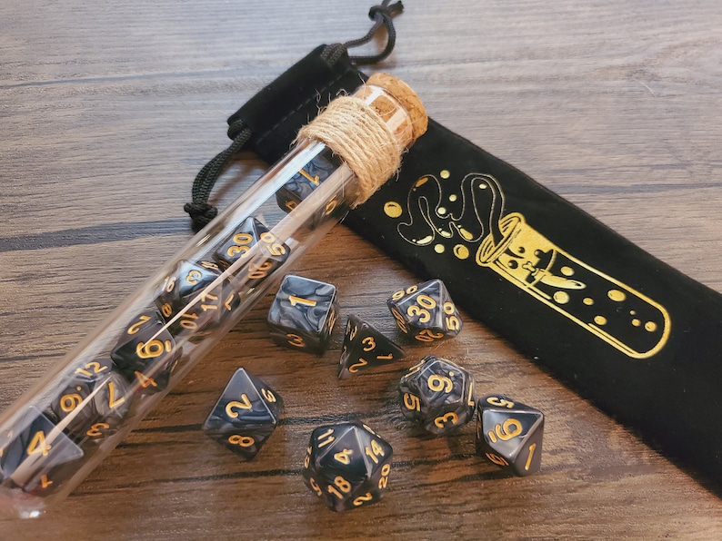 Potion Glass Tube Flask Pearl Dice Set | D&D Dice | DND - Etsy