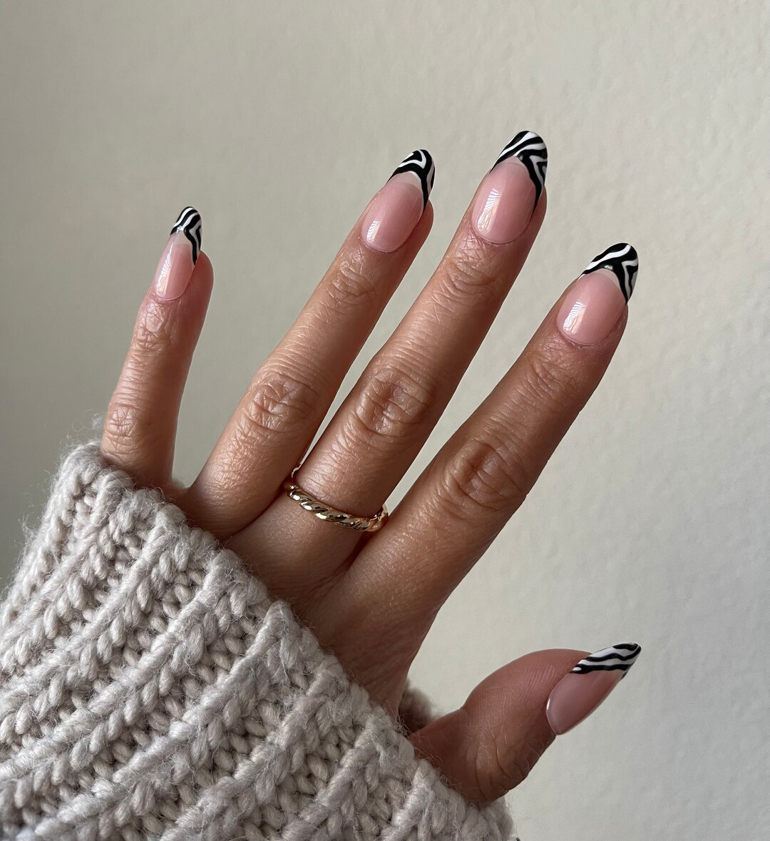 Zebra French Tip Nails Abstract Nails Press on Nails French Tip Nails ...
