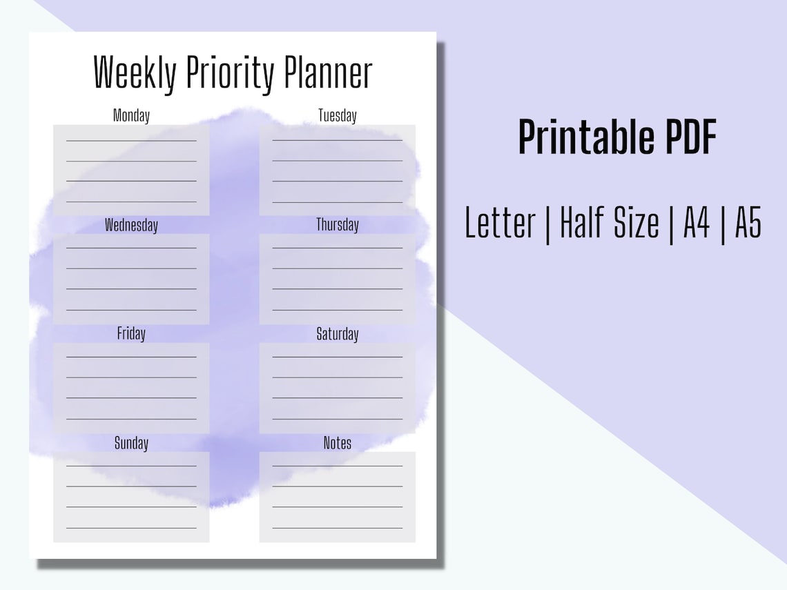 Weekly to Do List Printable, Weekly to Do List Template, Priority ...