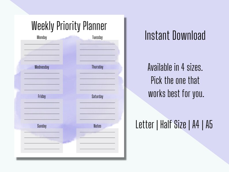 Weekly to Do List Printable, Weekly to Do List Template, Priority ...