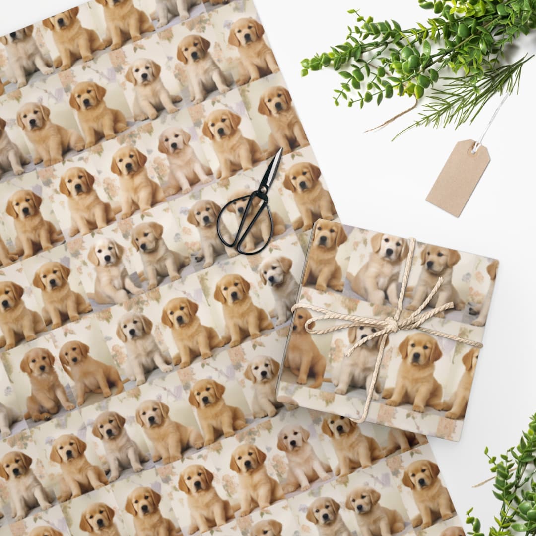 Golden Retriever Gift Wrap, Super Cute Golden Retriever Wrapping Paper ...