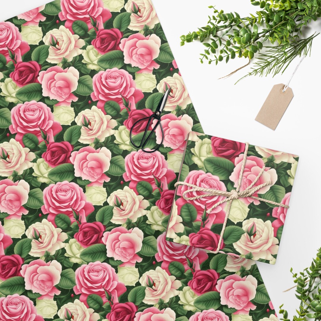Red Roses Pink Rose Gift Wrap, Red Roses Pink Rose Wrapping Paper ...