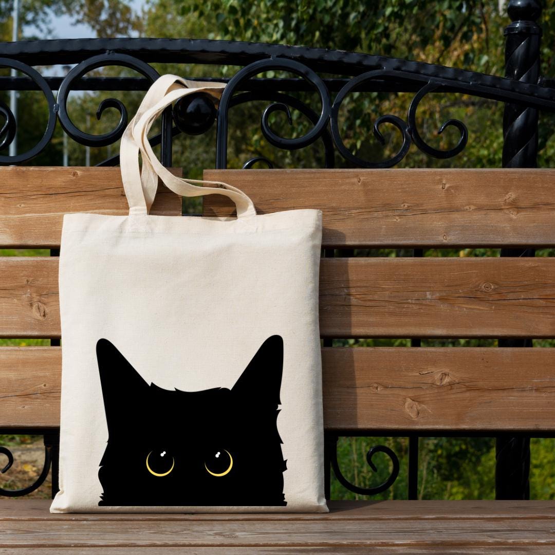 Black Cat Peek Tote Bag, Cat Lover Gift - Etsy