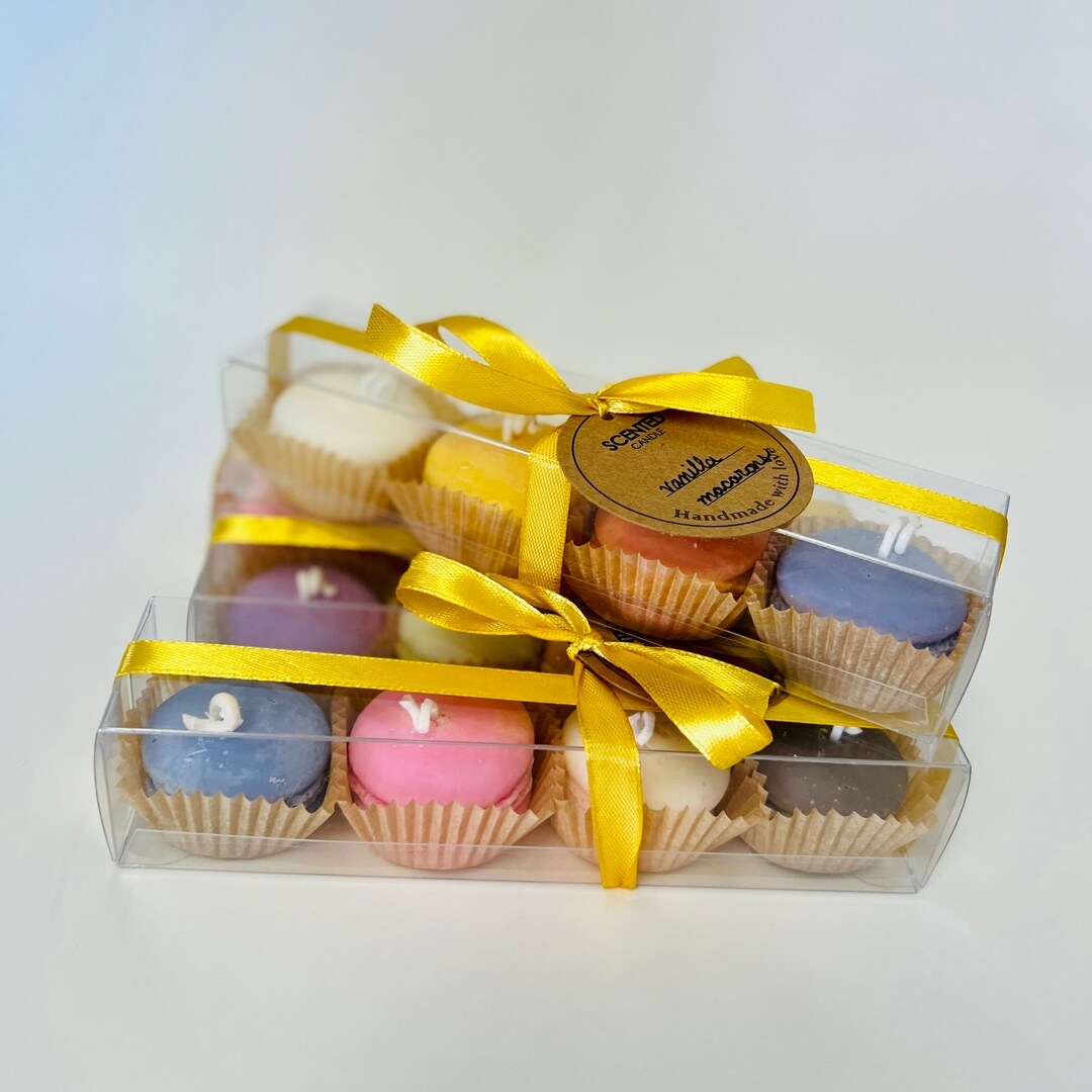 Assorted Macaron Candles Box of Four (4) Vanilla Scented Tea Lights - Etsy