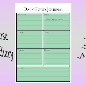 Simple Daily Food Journal - Etsy
