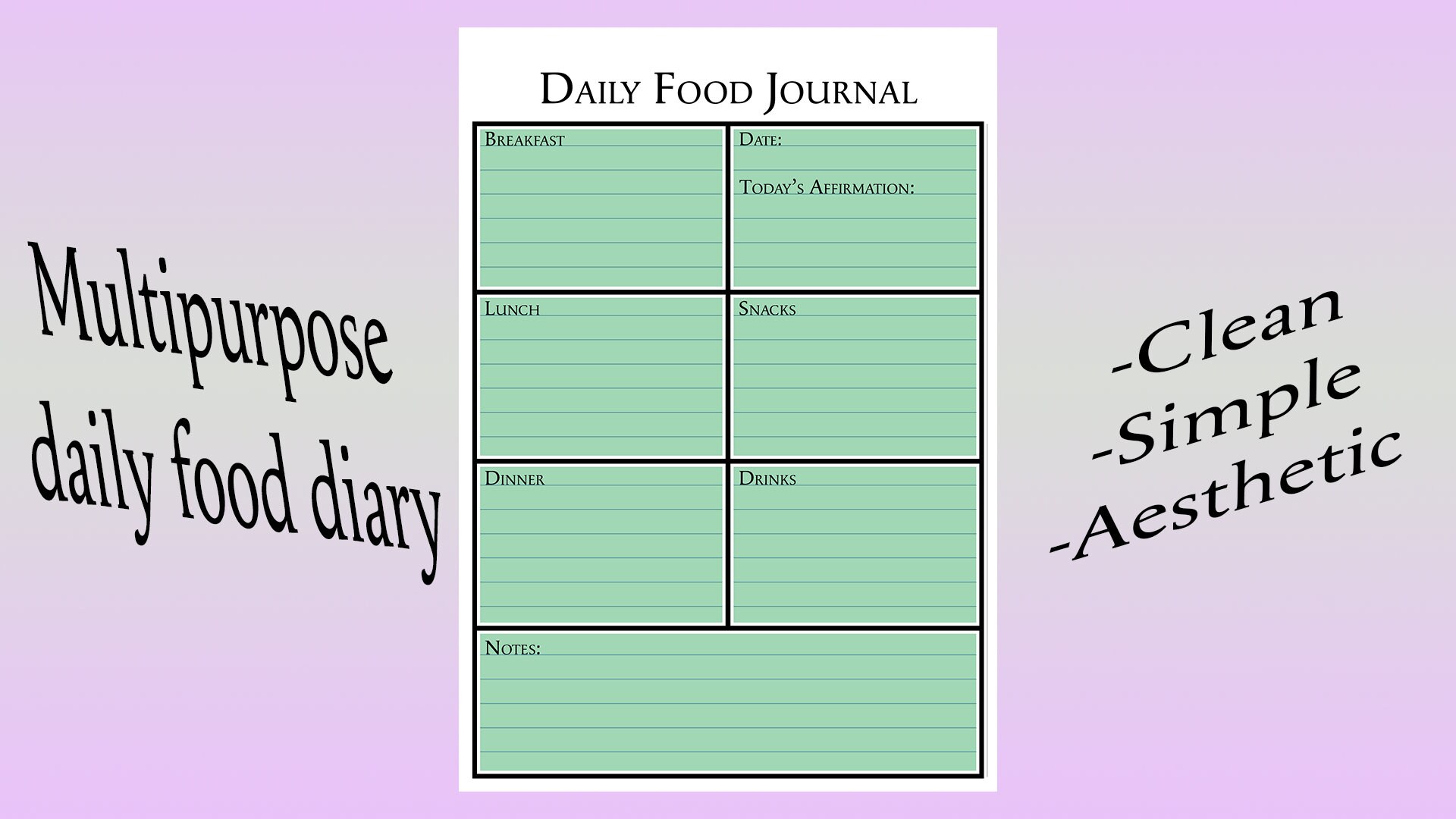 Simple Daily Food Journal - Etsy