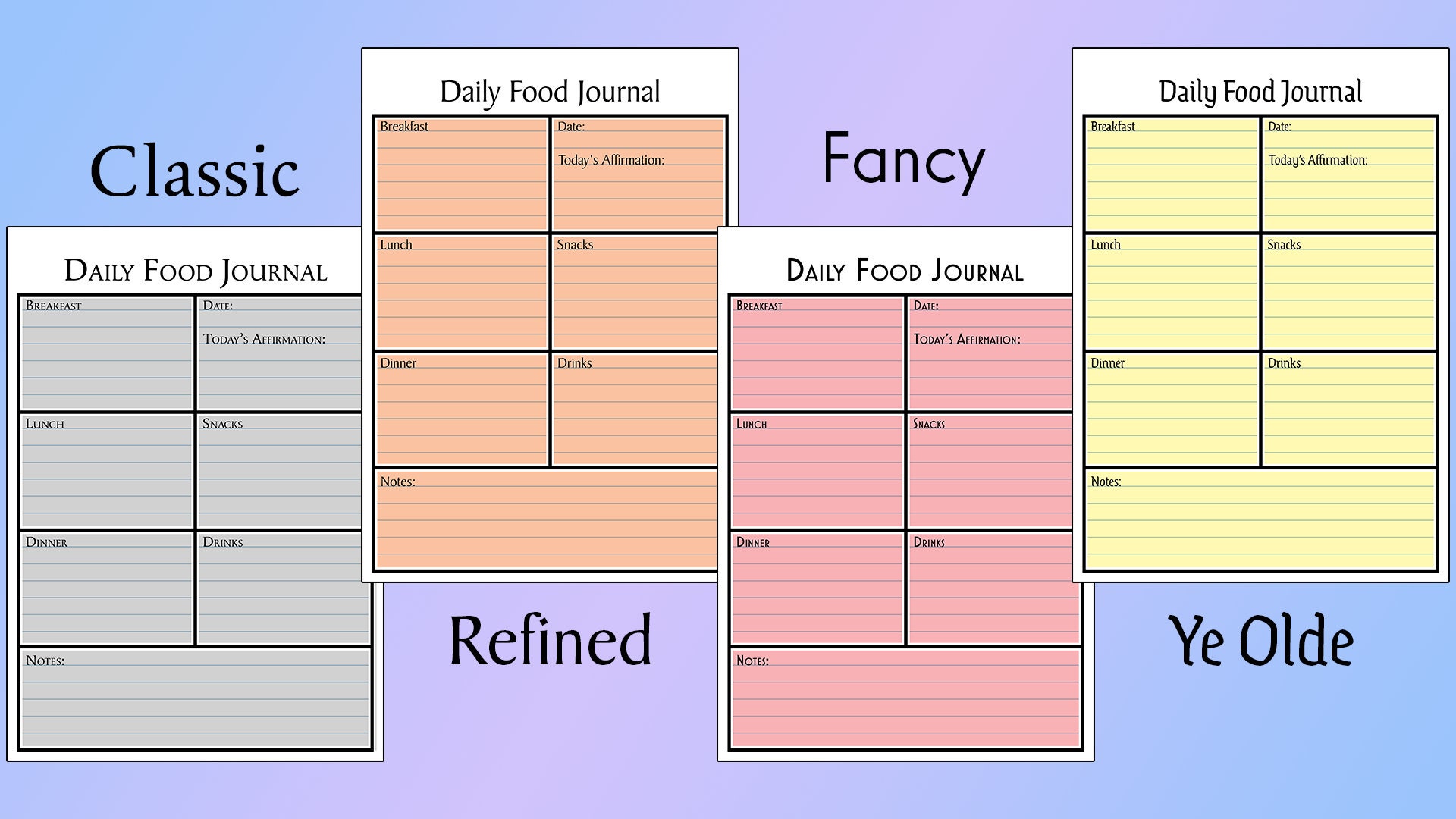 Simple Daily Food Journal - Etsy