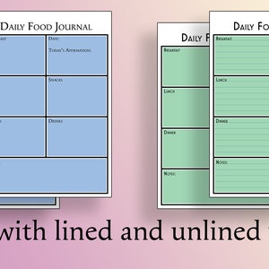 Simple Daily Food Journal - Etsy