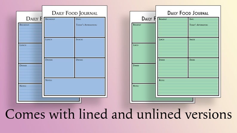 Simple Daily Food Journal - Etsy