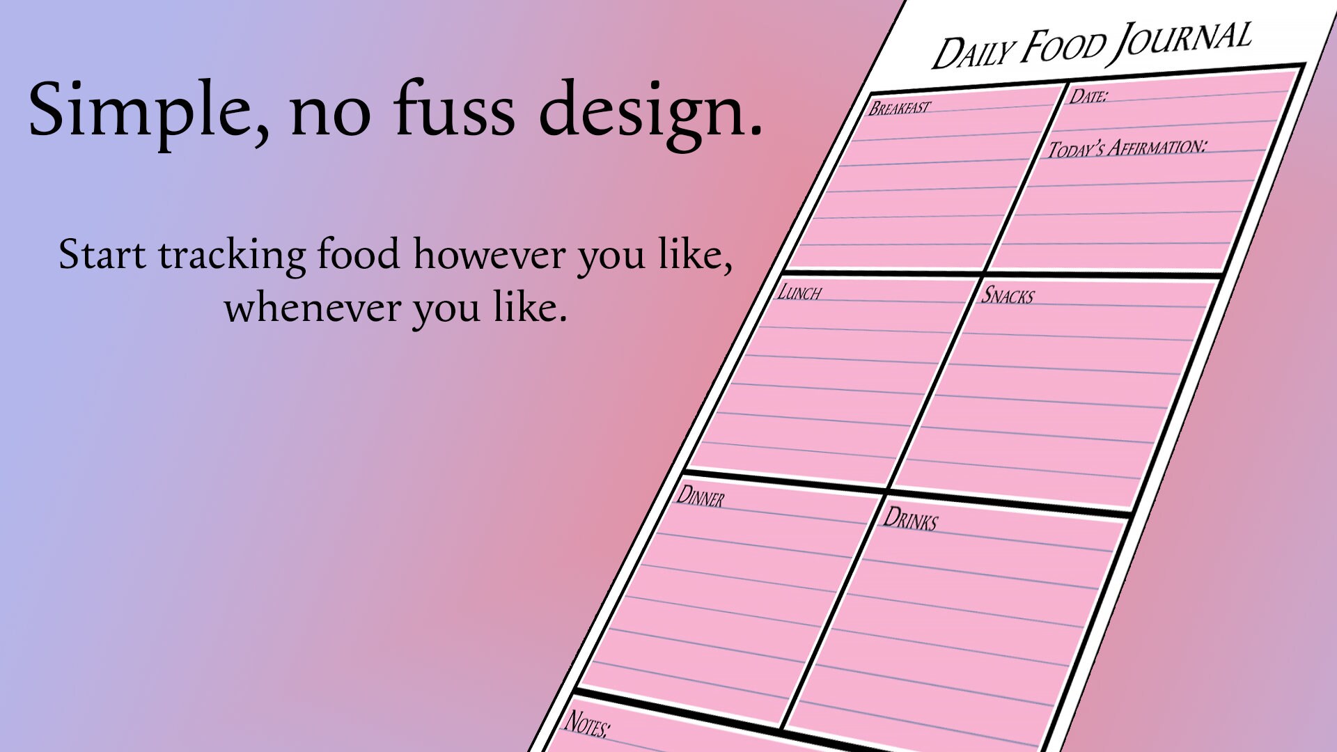 Simple Daily Food Journal - Etsy