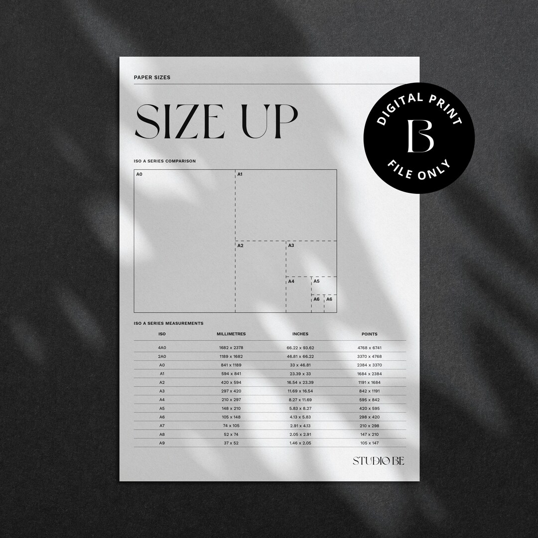 Paper Dimension Sizes, Typography Digital Poster, Art Poster, Graphic ...