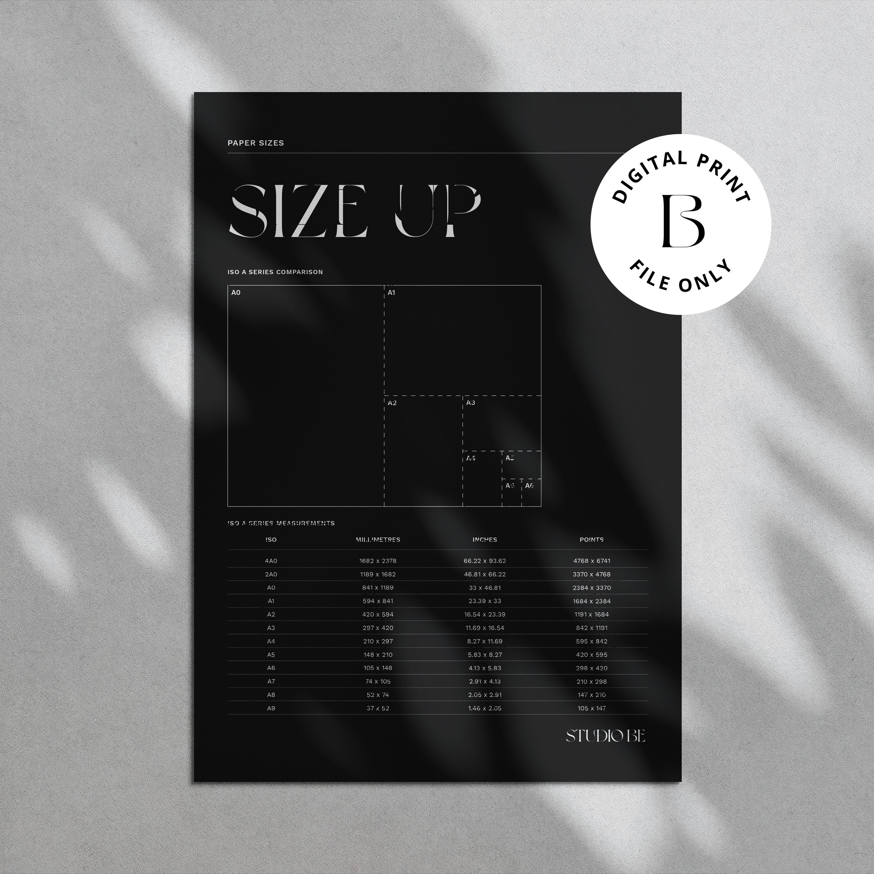 Paper Dimension Sizes, Typography Digital Poster, Art Poster, Graphic ...