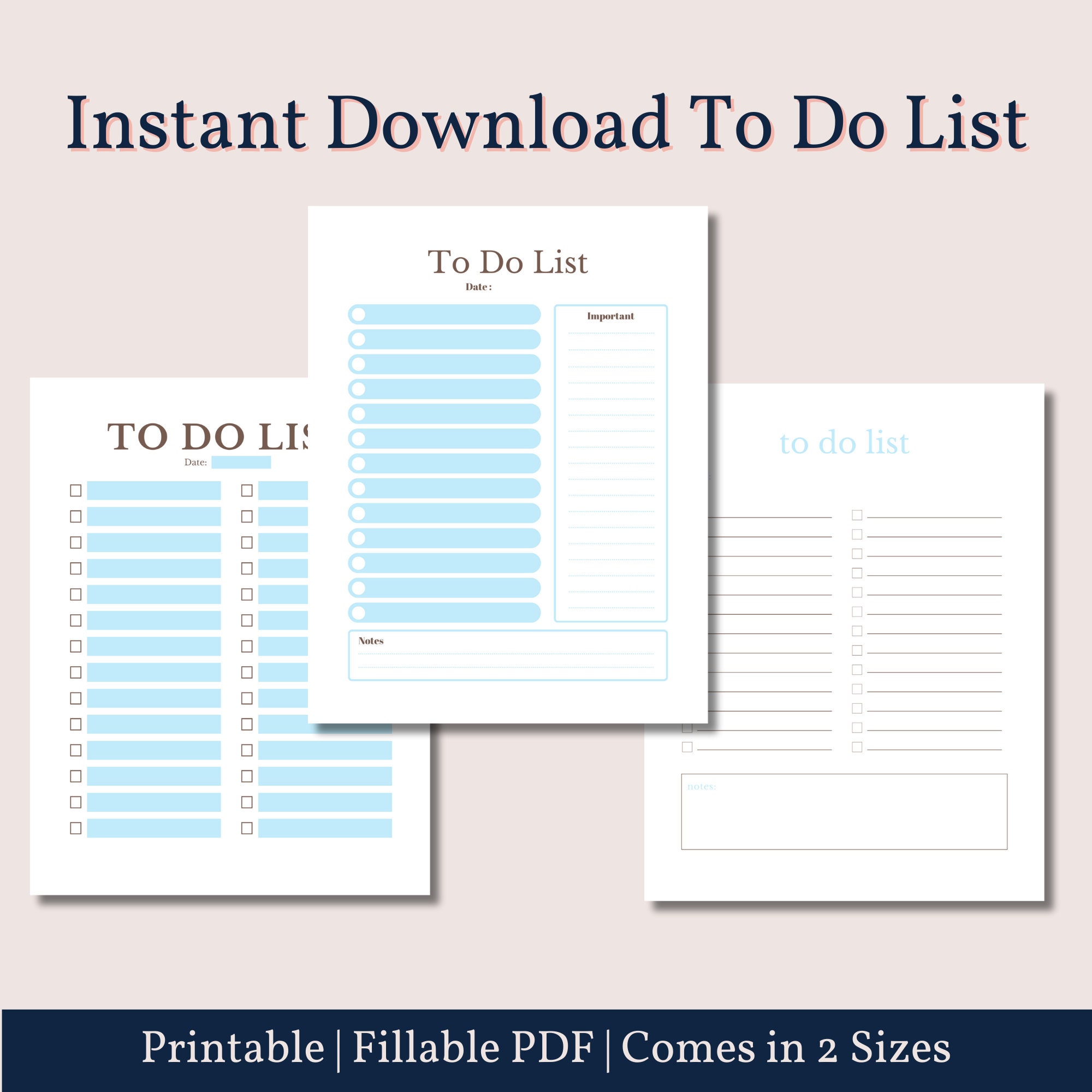 Printable PDF Fillable to Do List, Daily Planner Task List ...