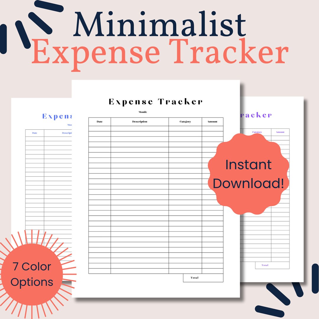 Printable Expense Tracker Easy Monthly, Debt Free Spending Tracker ...