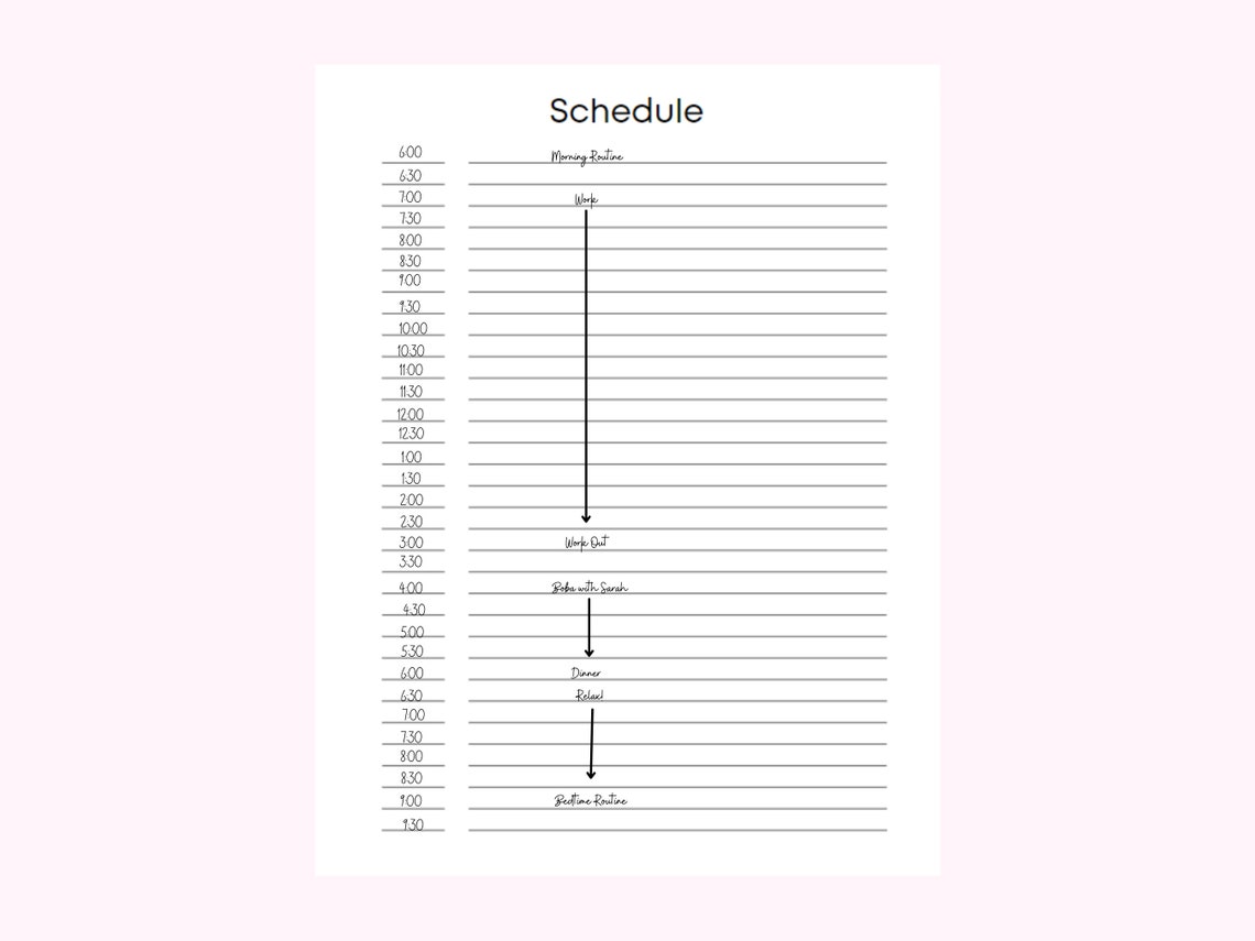 Blank 16 Hour Schedule Printable Fillable PDF Instant | Etsy