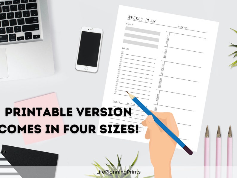 Printable Weekly Planner Page Calendar Insert Planner - Etsy