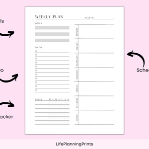 Printable Weekly Planner Page Calendar Insert Planner - Etsy