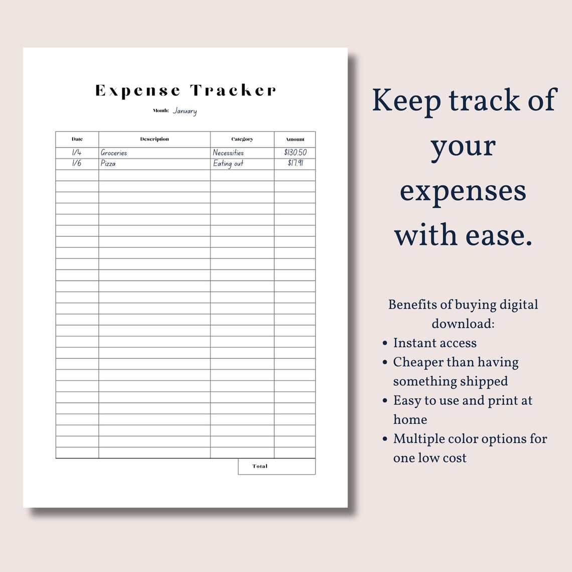 Printable Expense Tracker Easy Monthly, Debt Free Spending Tracker ...