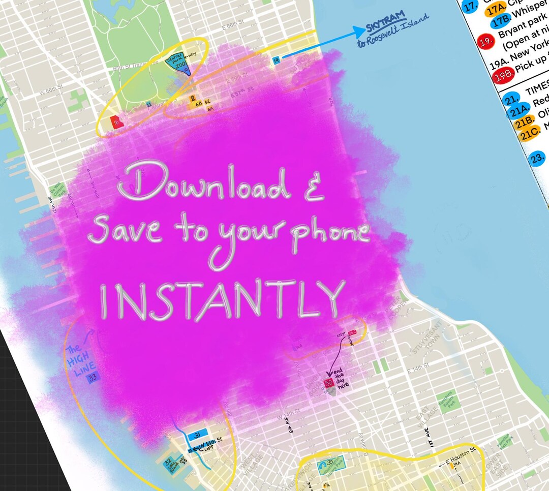 Manhattan Tourist Visitor Map NYC off Use Offline - Grouped Into ...