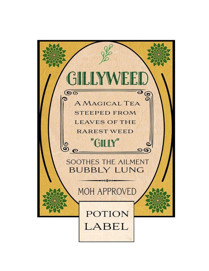 Digital Download Wizard Apothecary Potion Label - GILLYWEED - Etsy