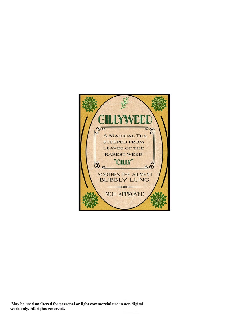Digital Download Wizard Apothecary Potion Label - GILLYWEED - Etsy