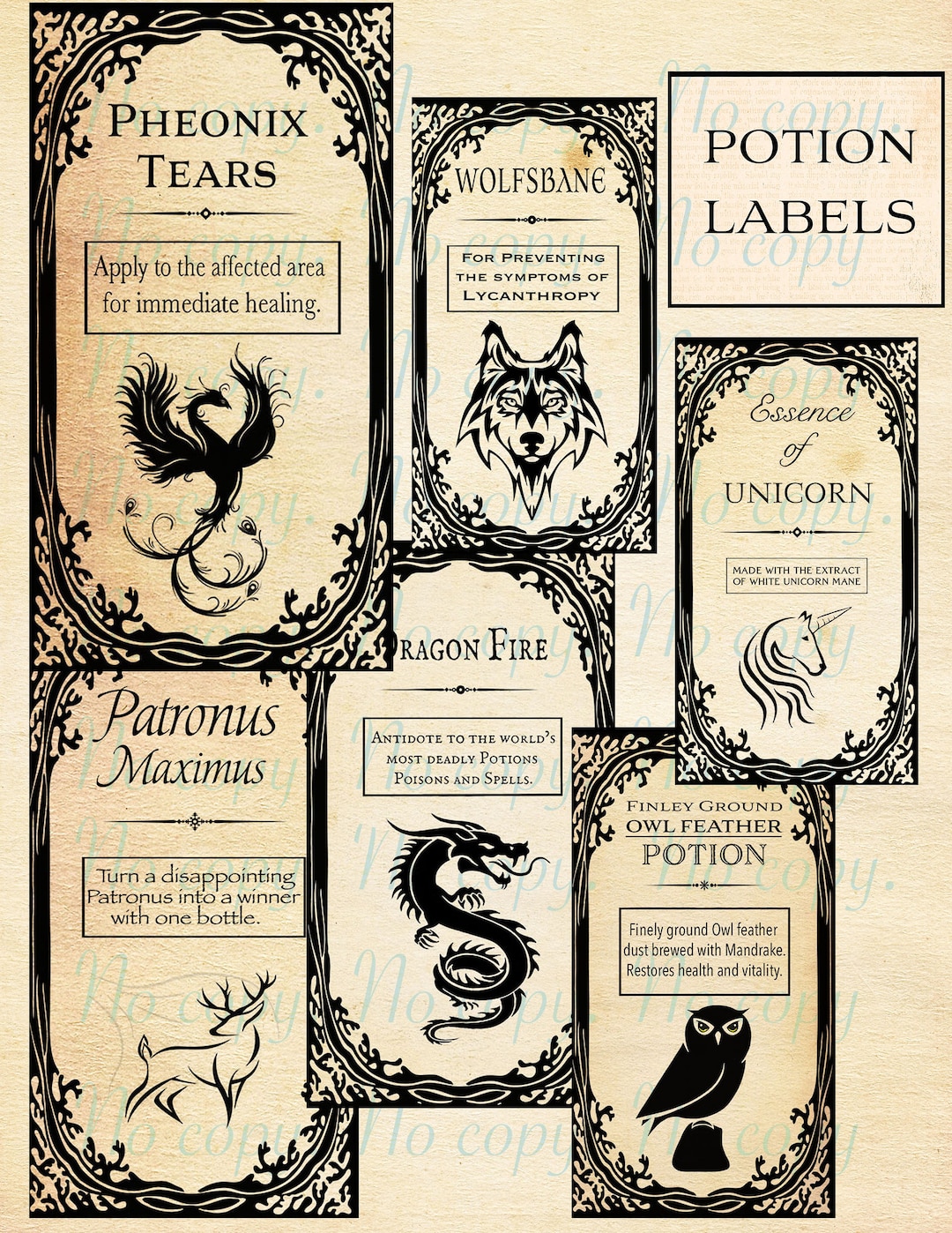 DIGITAL DOWNLOAD Wizard Apothecary Magical Menagerie Potions - Etsy