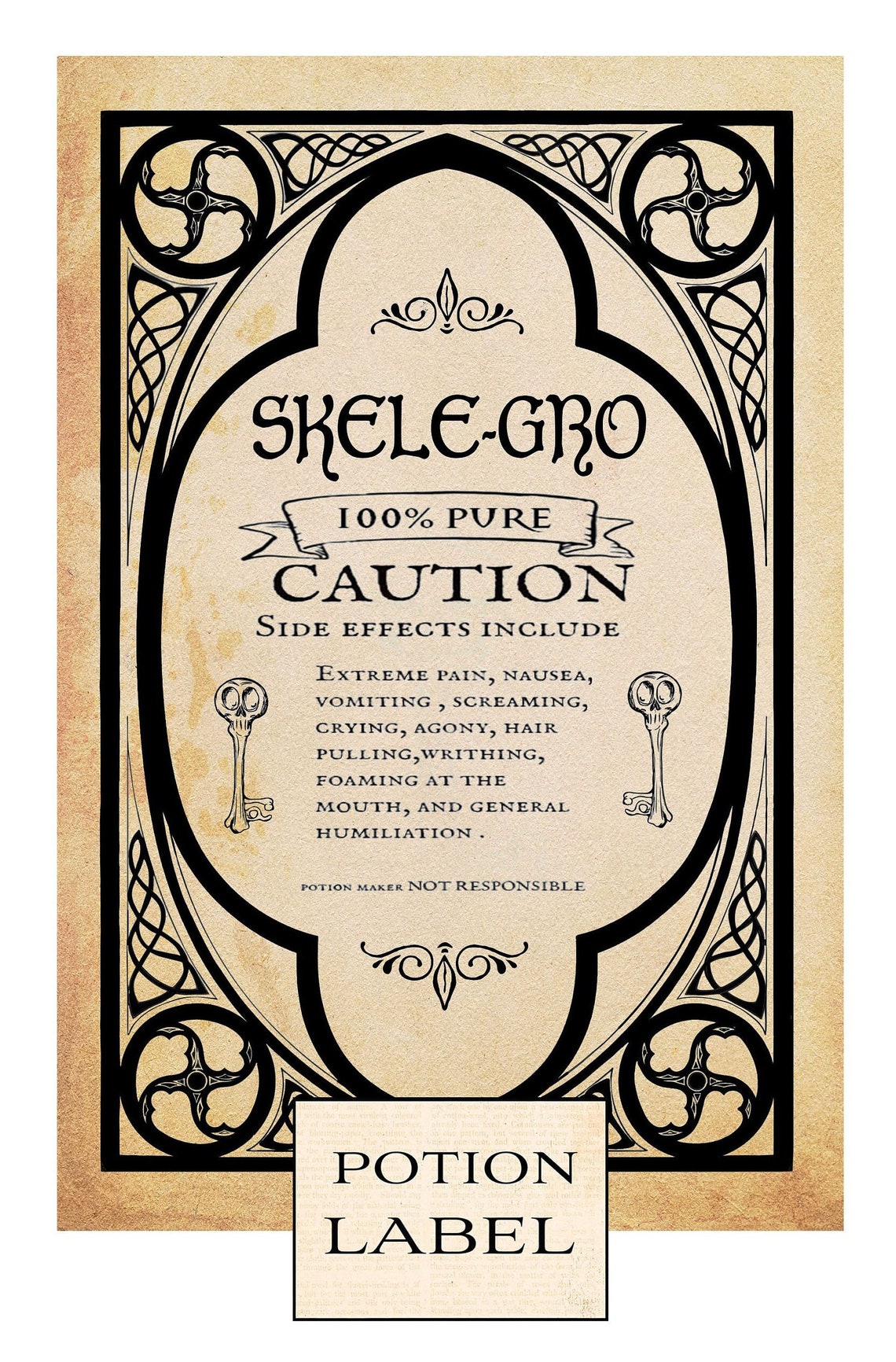 DIGITAL DOWNLOAD Skele-gro Wizard Apothecary Potion Label - Etsy