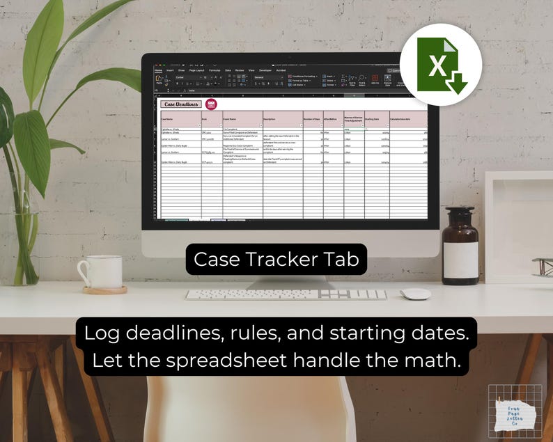 Legal Case Deadline Tracker Excel Template (digital Download) - Etsy