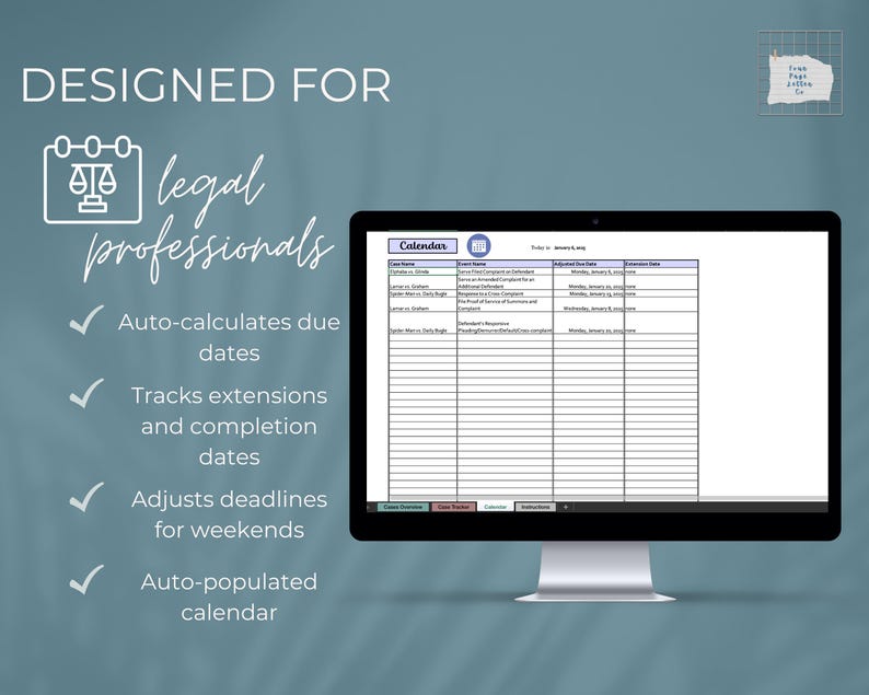 Legal Case Deadline Tracker Excel Template (digital Download) - Etsy