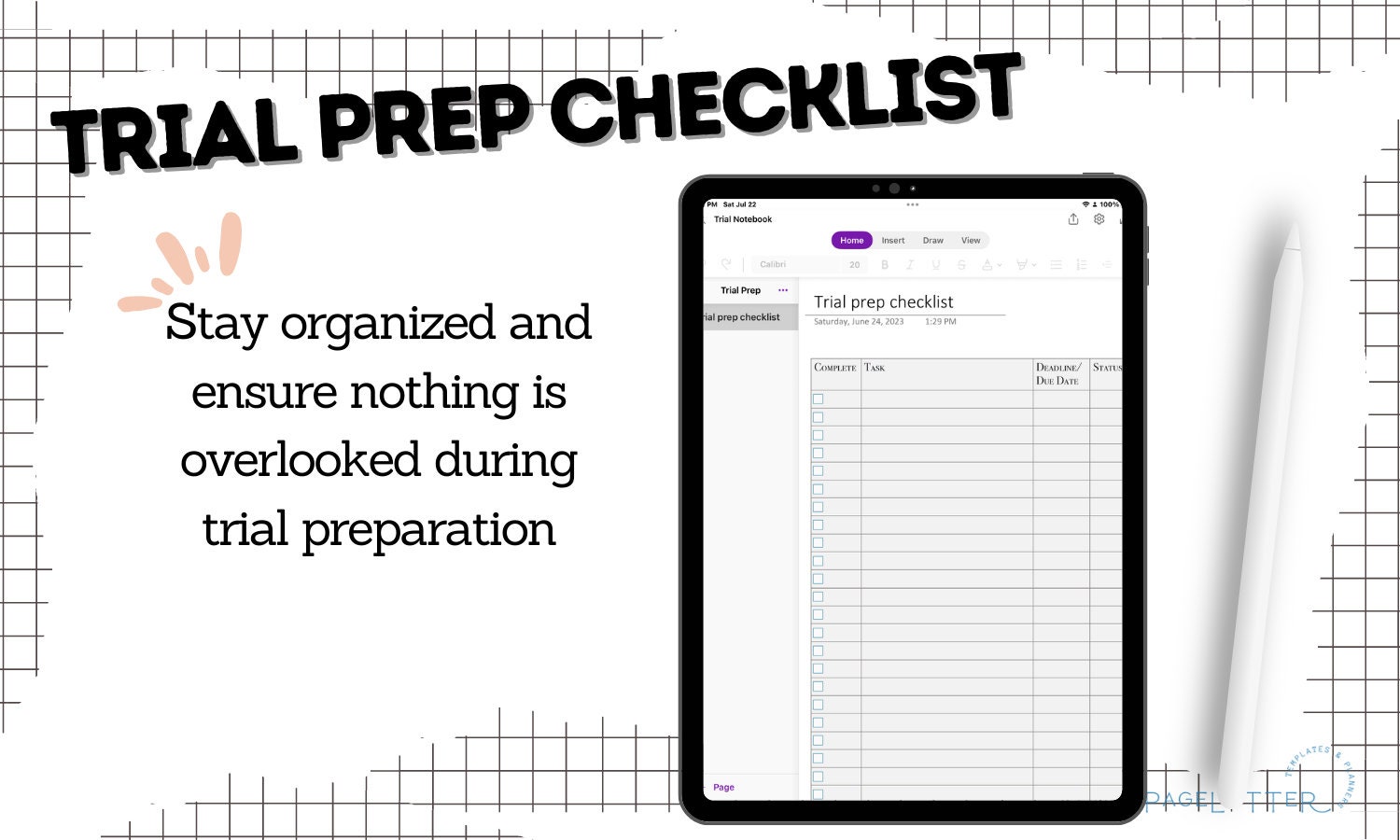 Onenote Trial Prep Template: Legal Planner (digital Download) - Etsy