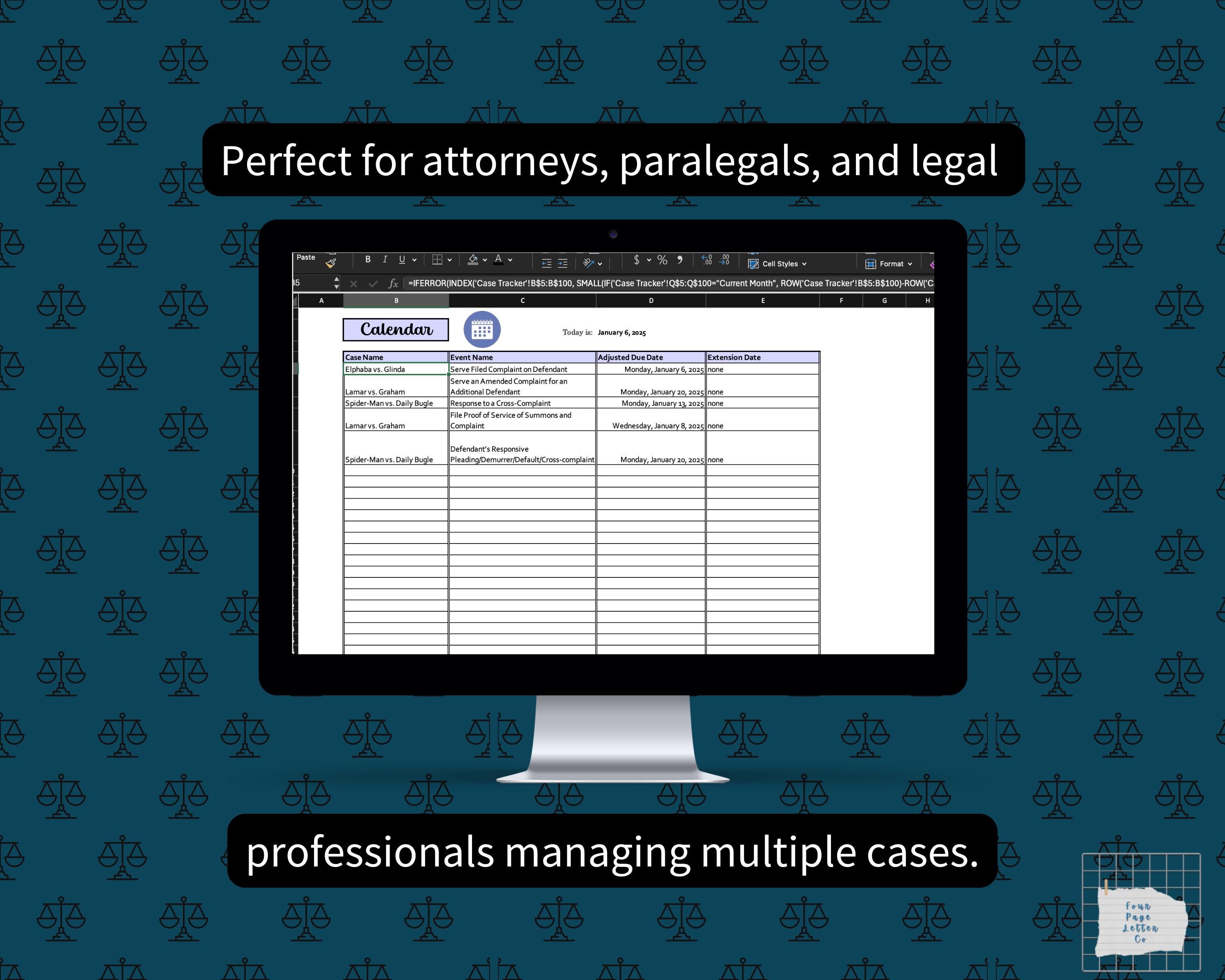 Legal Case Deadline Tracker Excel Template (digital Download) - Etsy