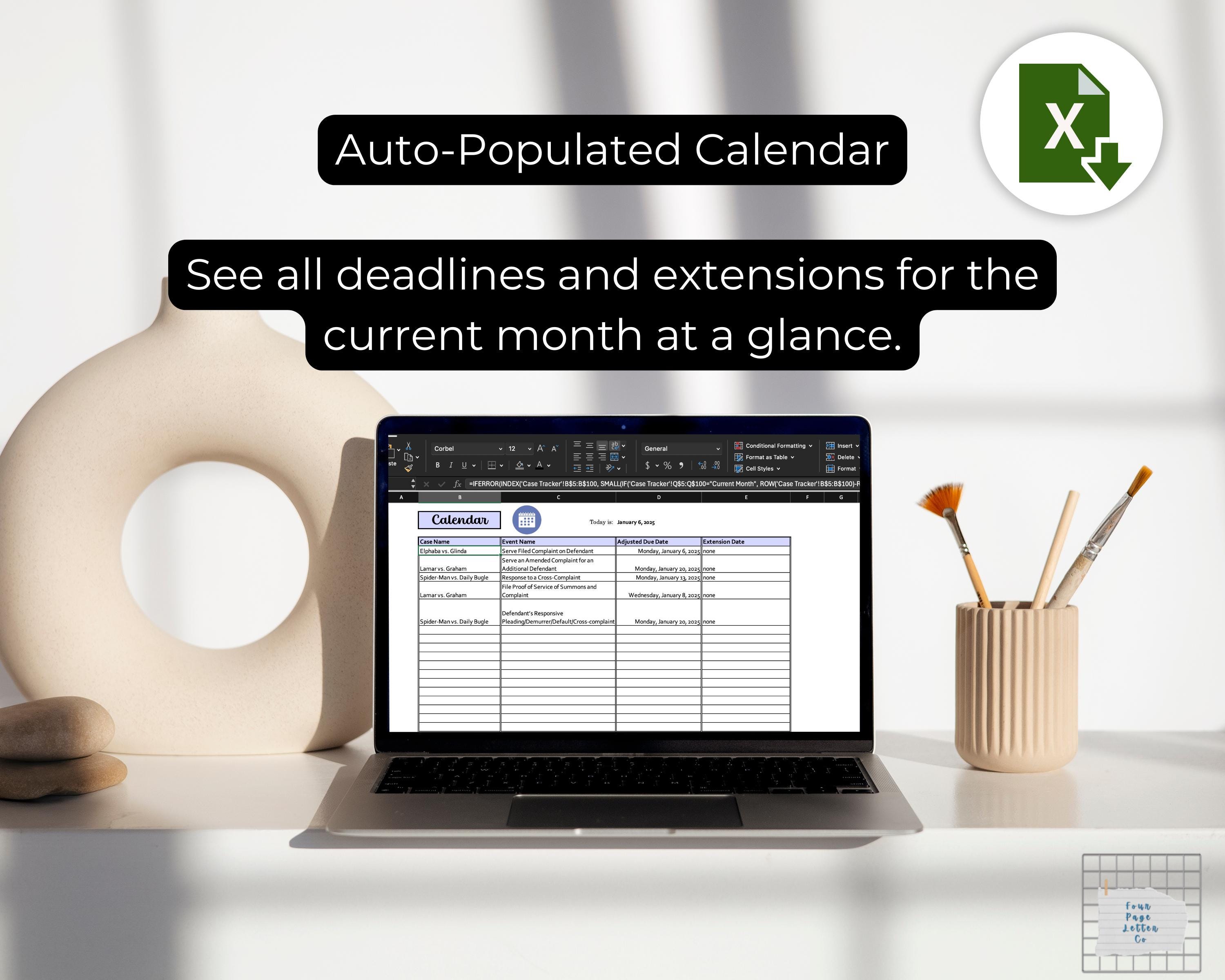Legal Case Deadline Tracker Excel Template (digital Download) - Etsy