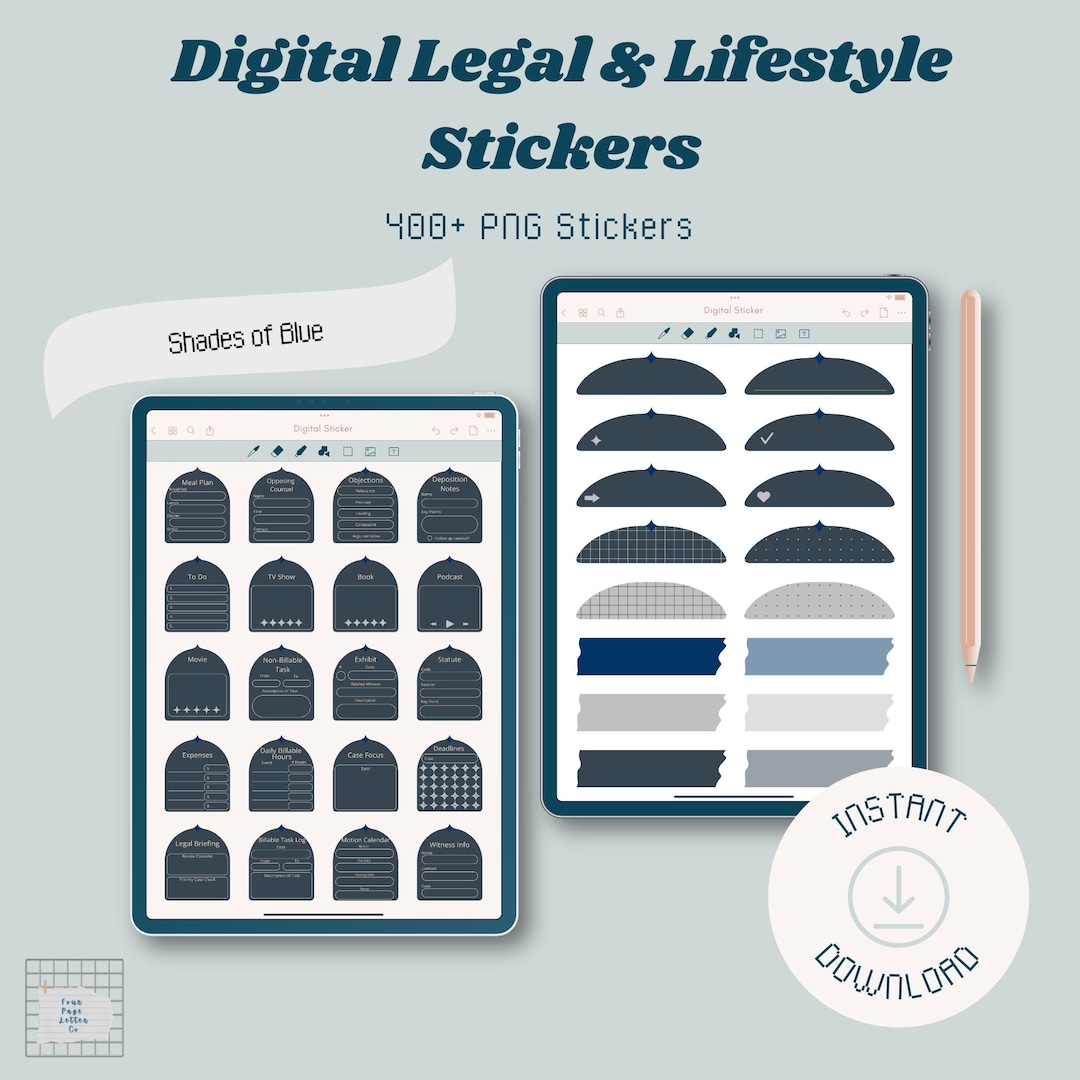 Blue Digital Legal Stickers + Hyperlinked Sticker Book Library | Lawyer ...