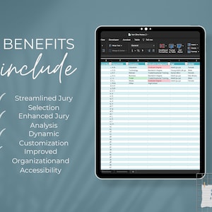 Voir Dire Excel Spreadsheet: Jury Selection Legal Template (digital ...