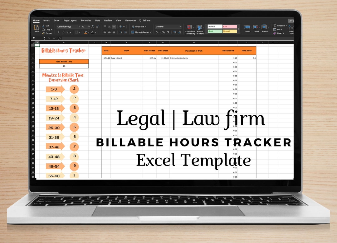 Legal Billable Hours Tracker: Excel/google Sheets Template (digital Download) - Etsy