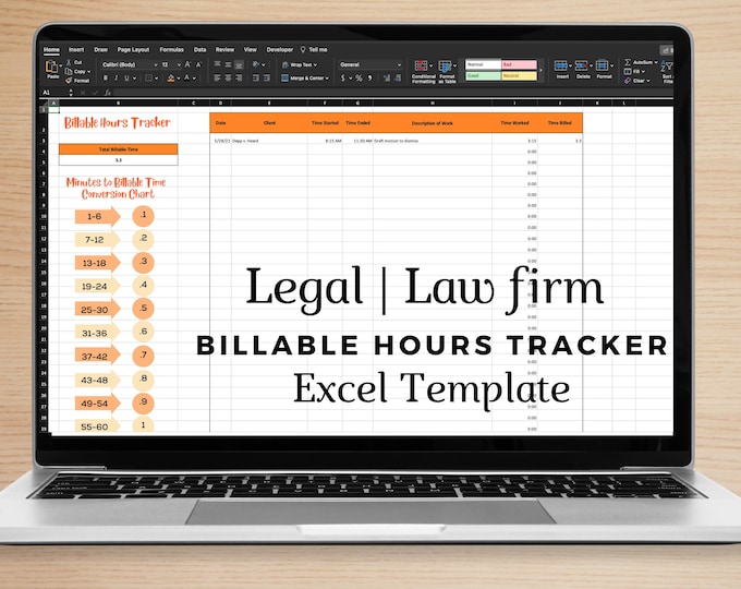 Billable Hours Tracker Template Excel, PDF, Word Bundle Associate ...