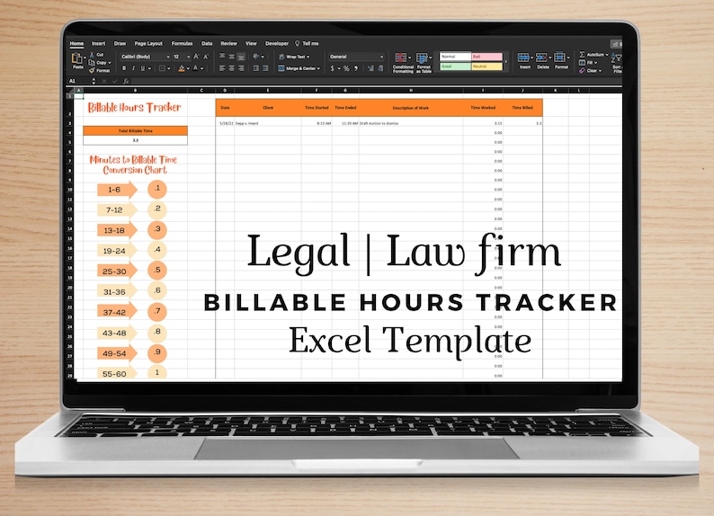 Legal Billable Hours Tracker: Excel/google Sheets Template (digital ...