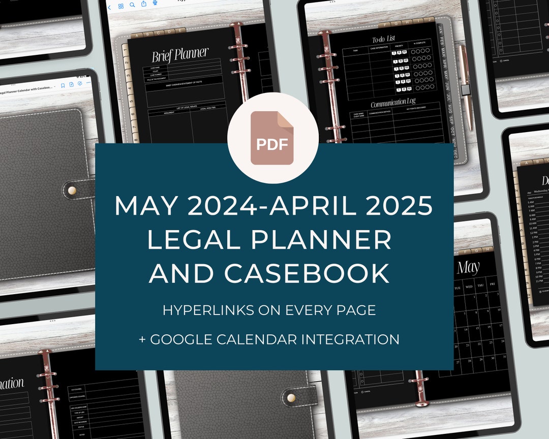 MAY 2024 APRIL 2025 Legal Planner With Google Cal Integration: Digital ...