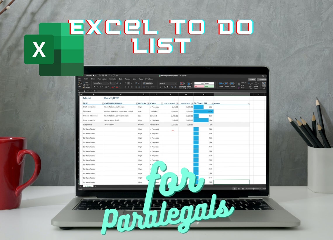 Excel To-do List for Paralegals | Legal Templates | Legal Office ...