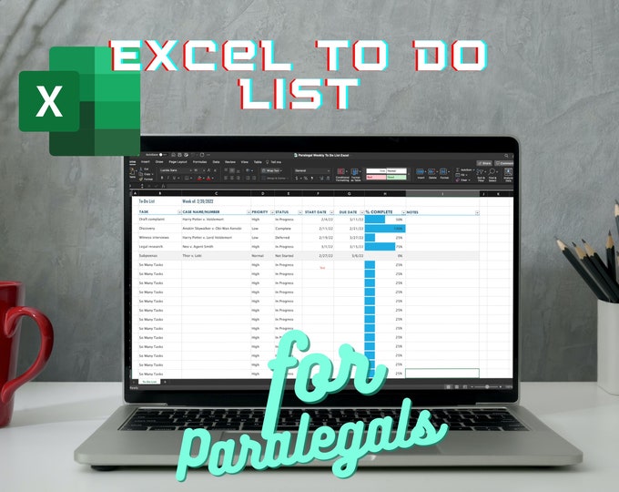 Excel To-do List for Paralegals | Legal Templates | Legal Office ...