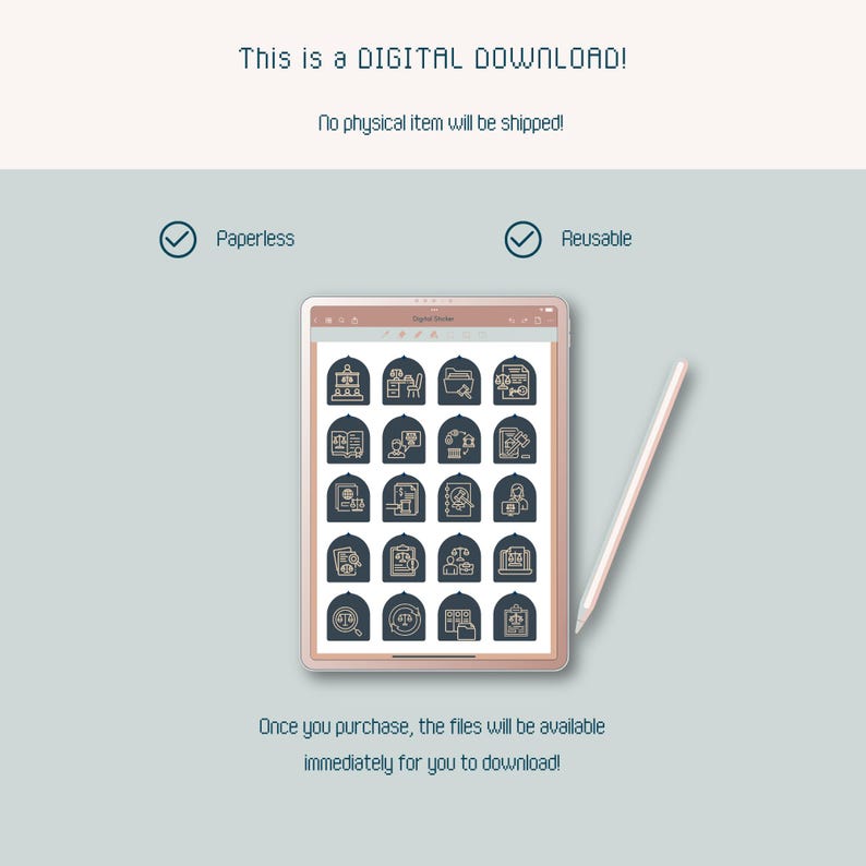 Blue Digital Legal Stickers + Hyperlinked Sticker Book Library | Lawyer ...