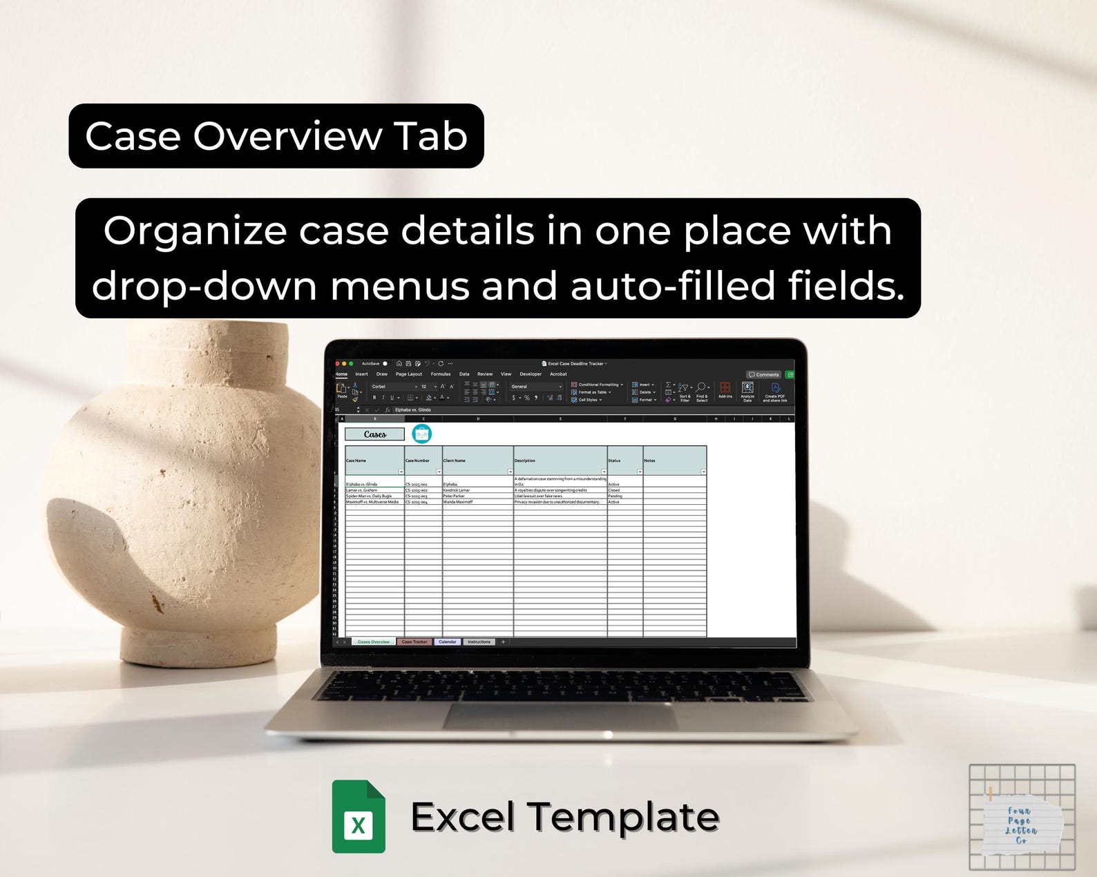 Legal Case Deadline Tracker Excel Template (digital Download) - Etsy