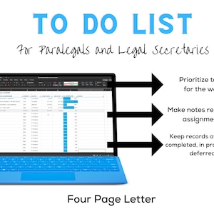 Weekly Paralegal Task Tracker | Simple Legal To-do System (no Setup ...